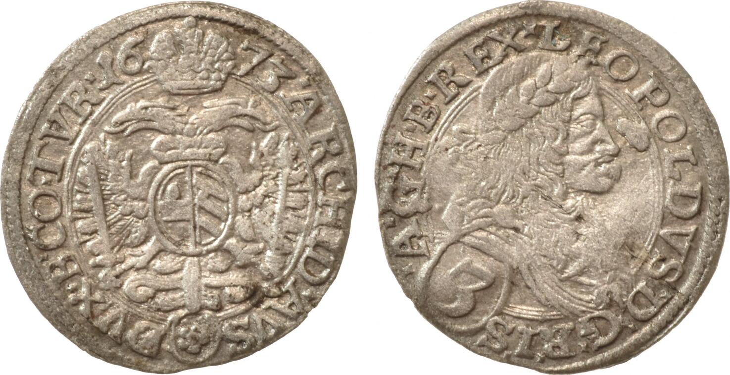 Deutschland 3 Kreuzer 1673 Leopold I. (1657-1705) F-VF | MA-Shops