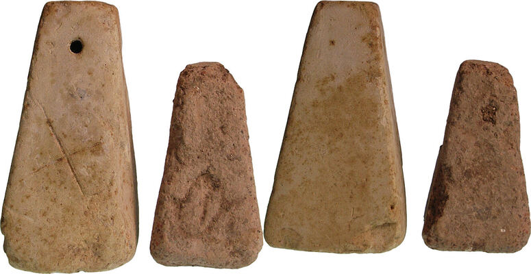 2 x Roman plumb bob / weight with leaf stamp, Roman - ROMAN COLLECTION ...