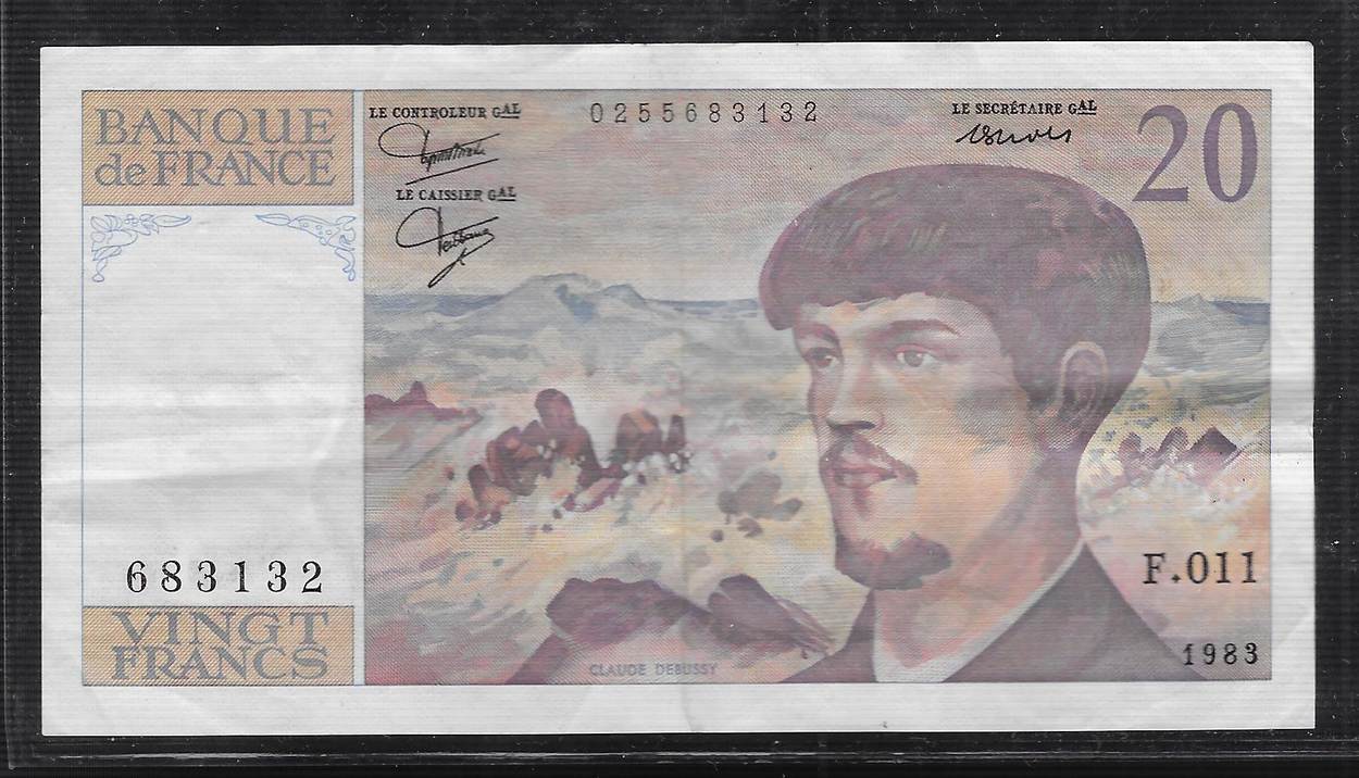FRANCE. 20 Francs 1983 DEBUSSY. Komponist, Compositeur. Alphabet: F.011 ...