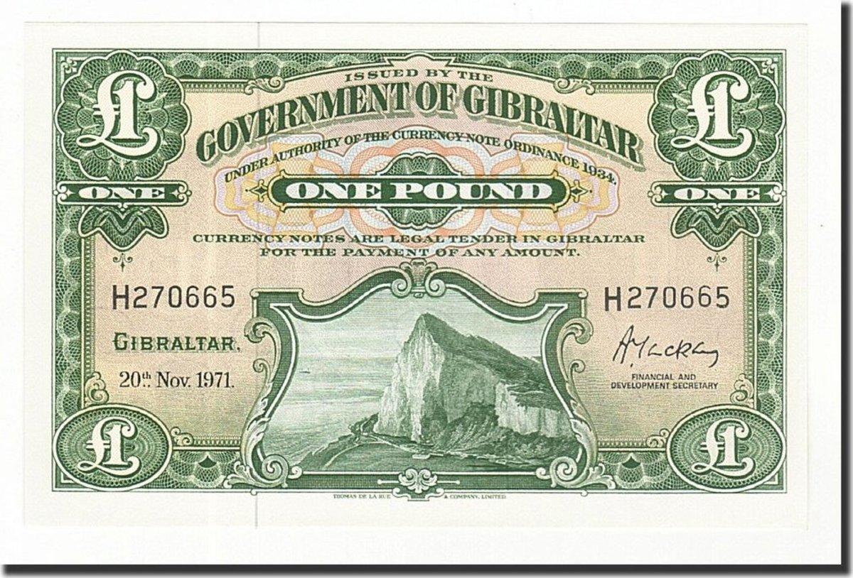 Gibraltar 1 Pound 1958-75 Banknote, 1971-11-20, KM:18b UNC(64) | MA-Shops