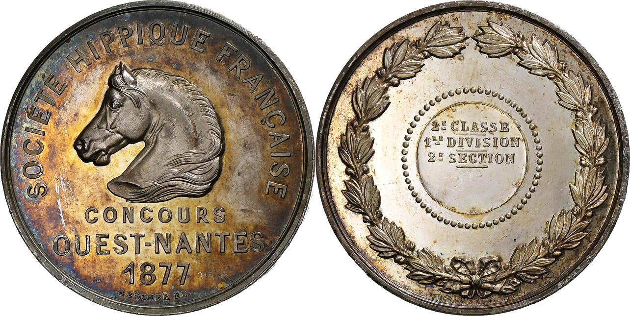 France Medaille 1877 Société Hippique Française, Concours Ouest-Nantes ...