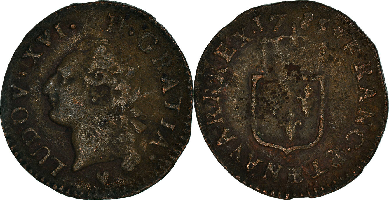 France 1785 BB Coin, Louis XVI, Liard, Strasbourg, Copper VF(20-25 ...