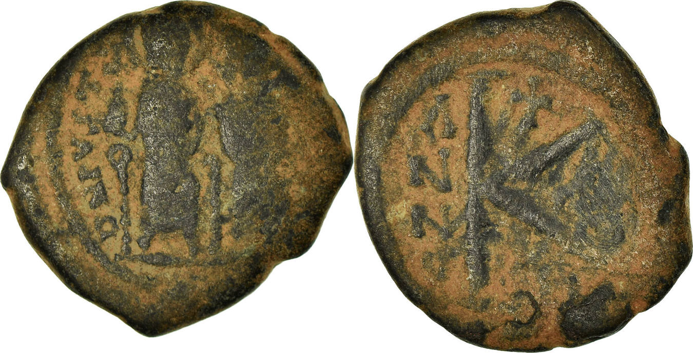 Half Follis 565-578 AD Constantinople Coin, Justin II, Constantinople ...