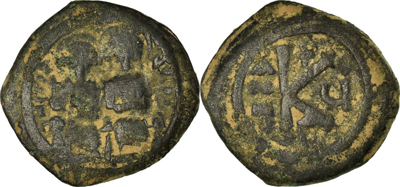 Half Follis 569-570 Constantinople Coin, Justin II, Constantinople ...