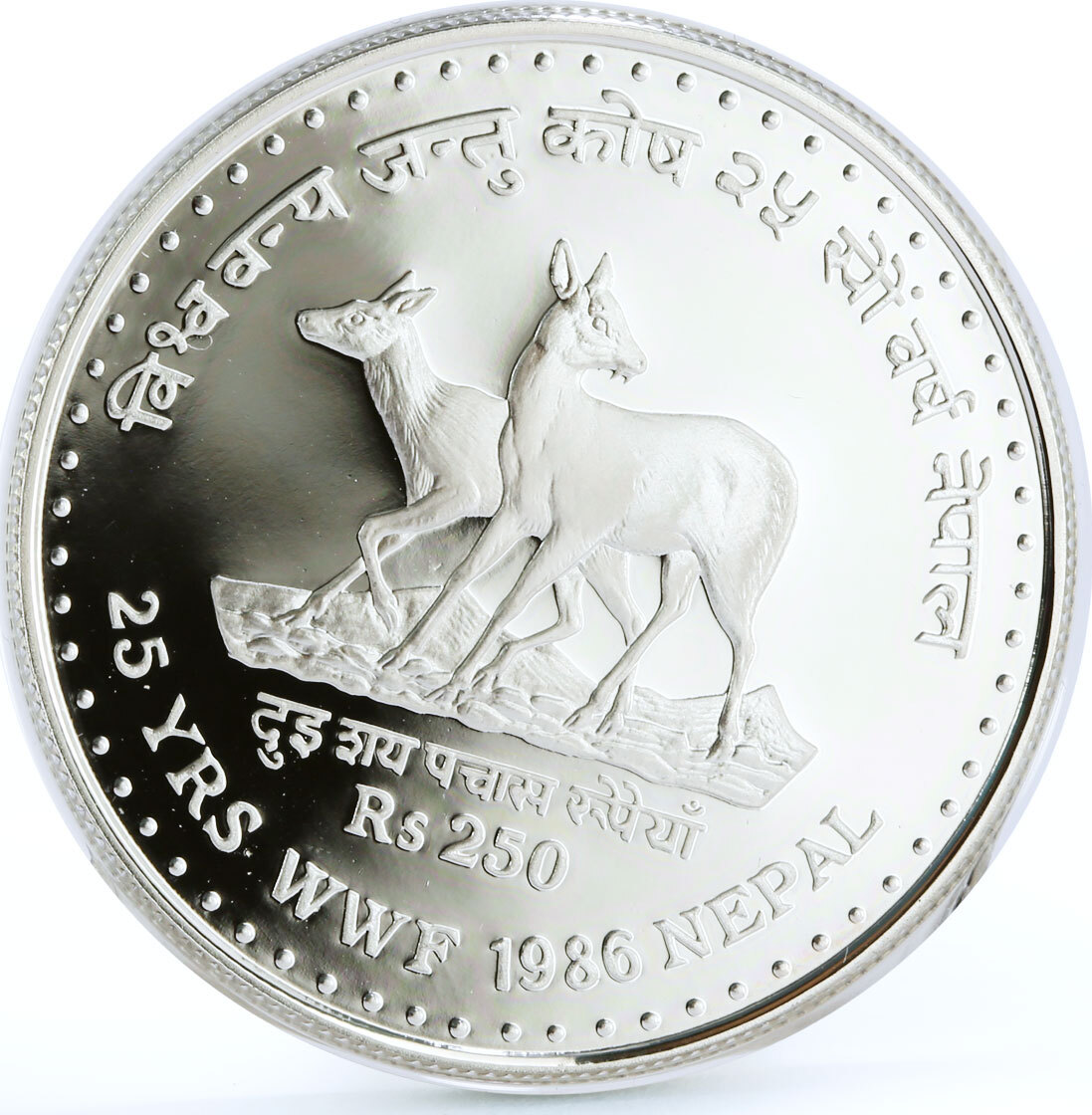 Nepal 250 rupees Endangered Wildlife Musk Deer Animals Fauna silver ...