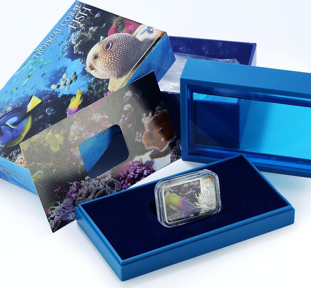 Niue 1 dollar Tropical Coral Fish Royal Gramma Fauna colored silver ...