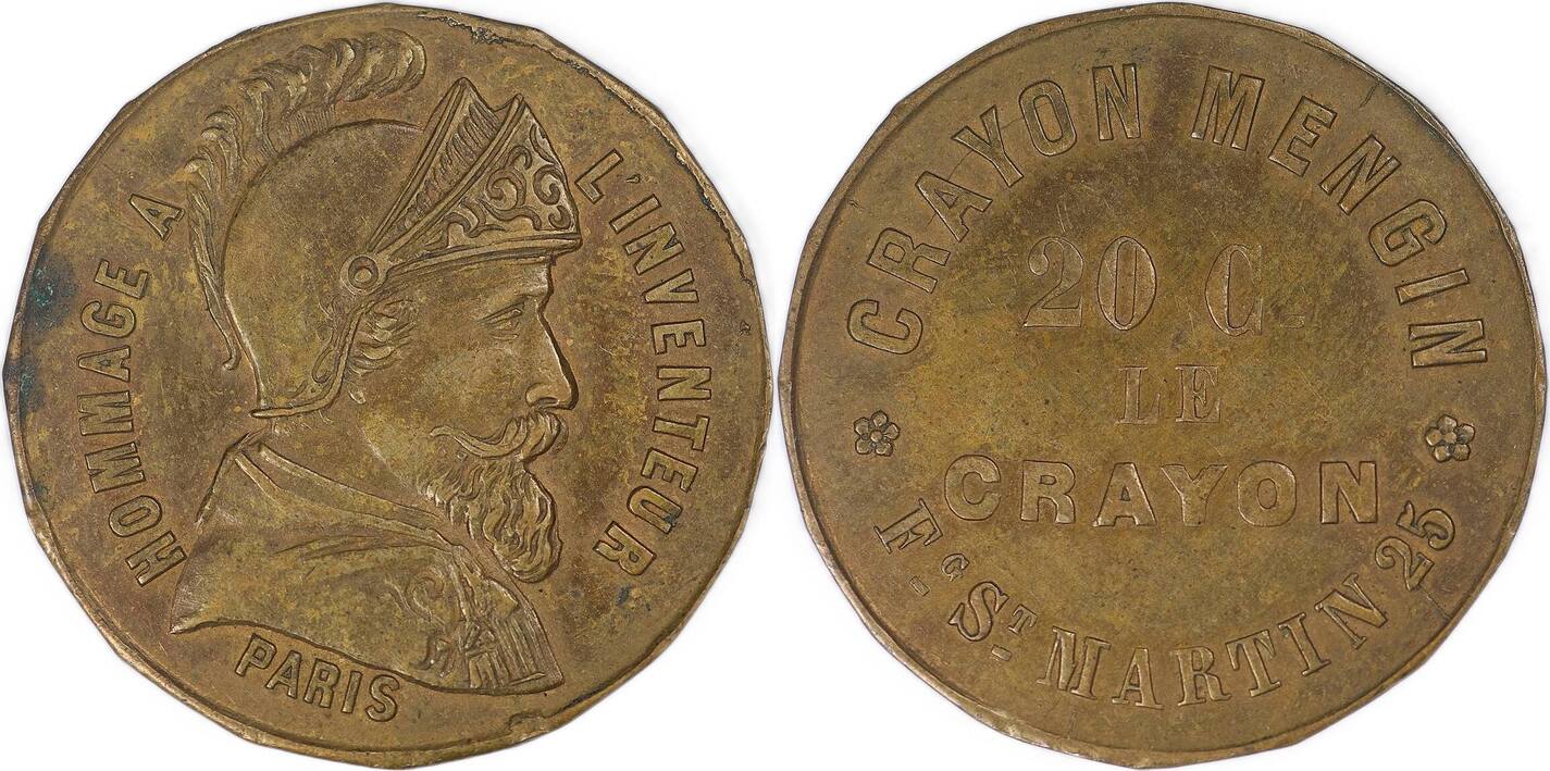 France / Paris Historical medal / 20 Centimes 1850-1864 Crayon Mengin ...