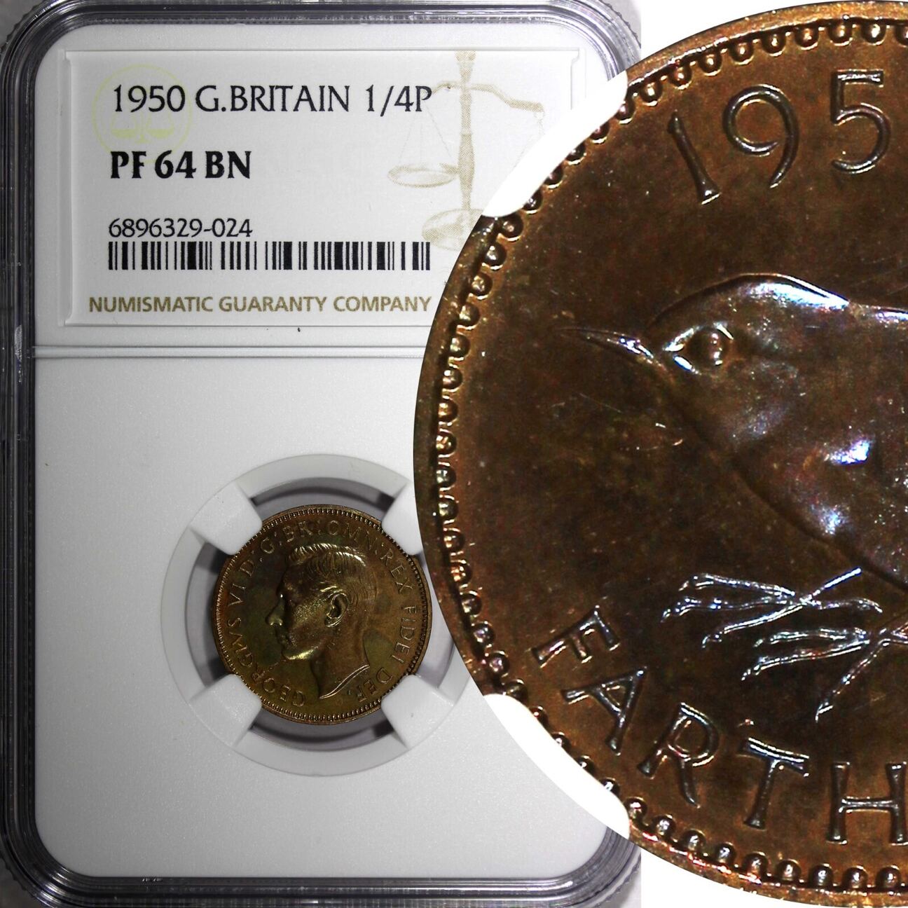 United Kingdom 1950 Farthing 1950 Great Britain George VI PROOF NGC ...