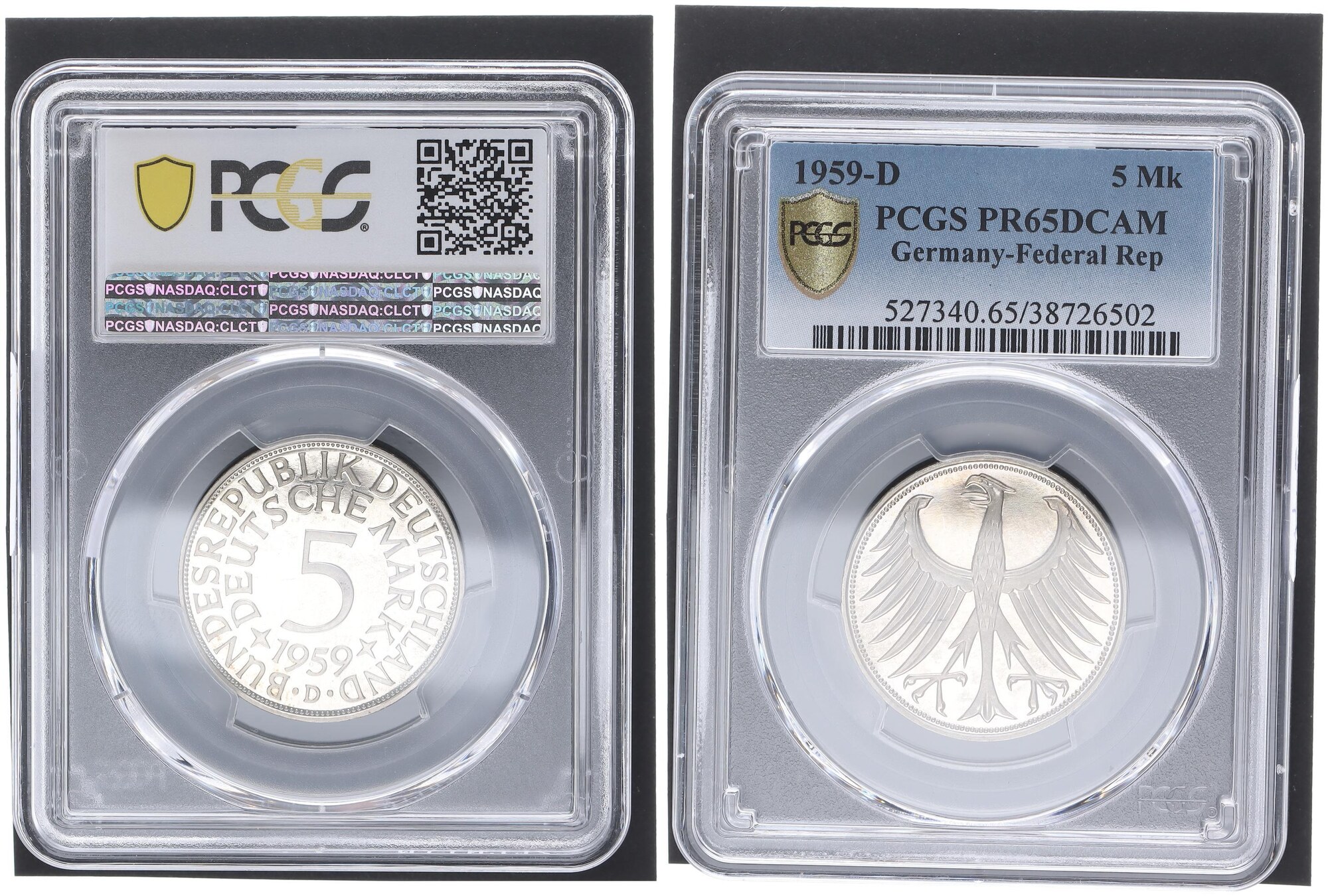 Germany-Federal Rep 1959-D 5 Mark 1959 D PCGS zertifiziert Polierte ...