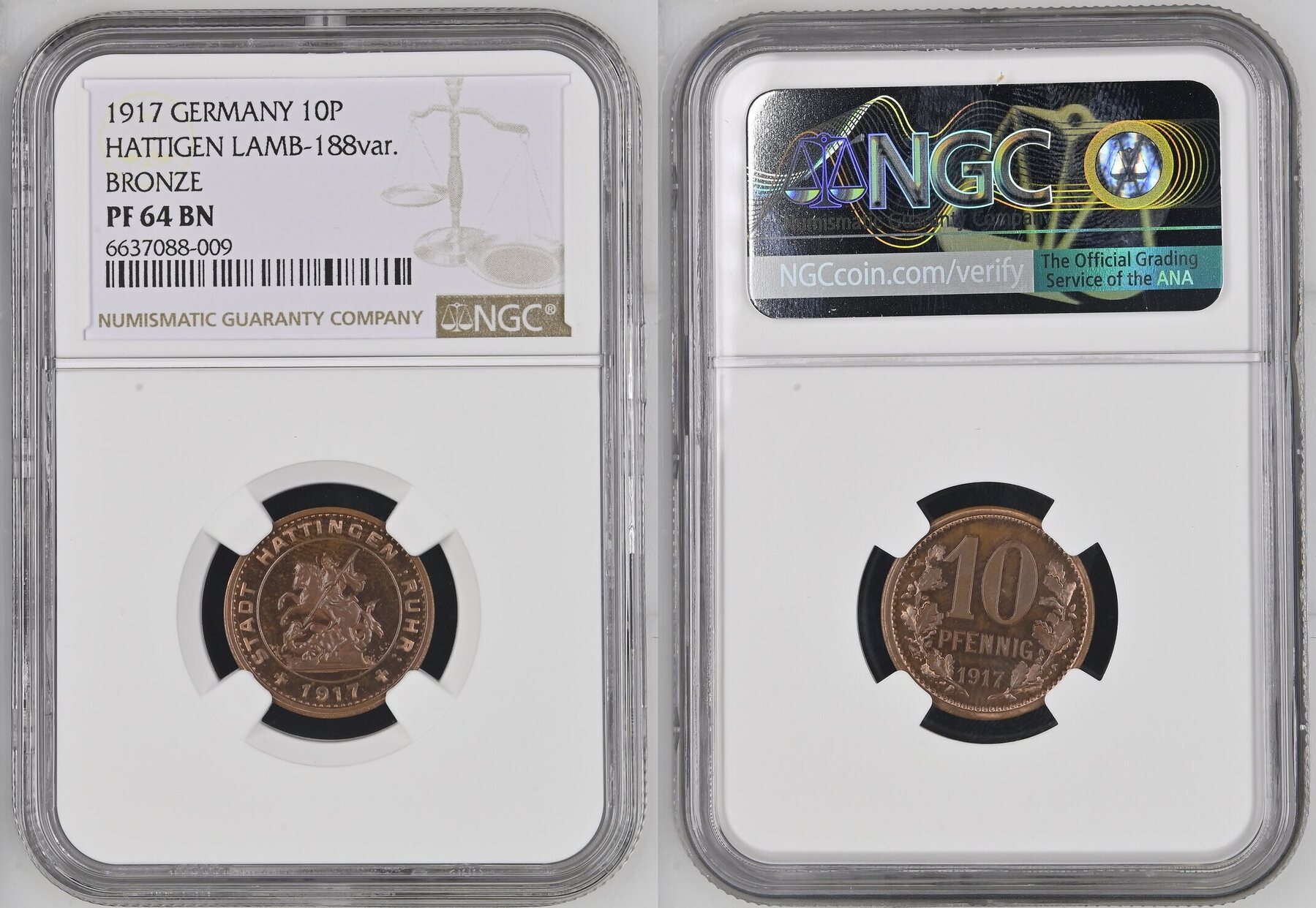 GERMANY Hattingen - Kriegsnotgeld 10 Pfennig Kriegsnotmünze 1917 ...