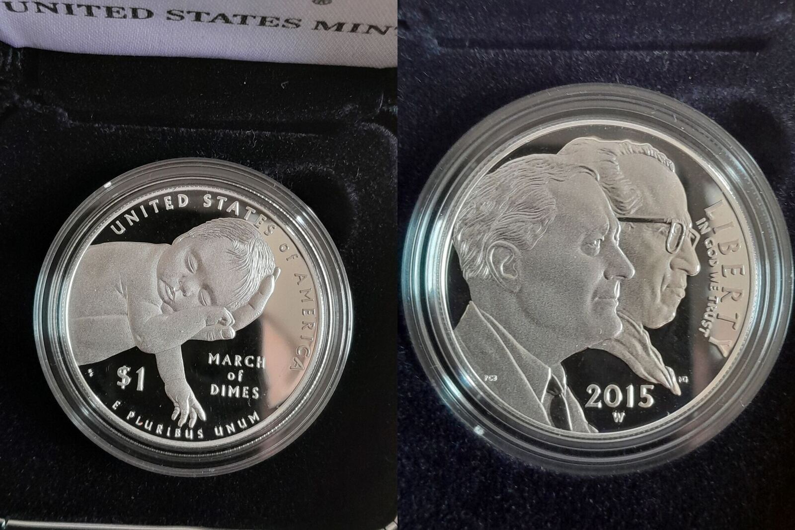 1 Dollar 2015 USA, Silver Dollar "75th anniversary. March of Dimes ...
