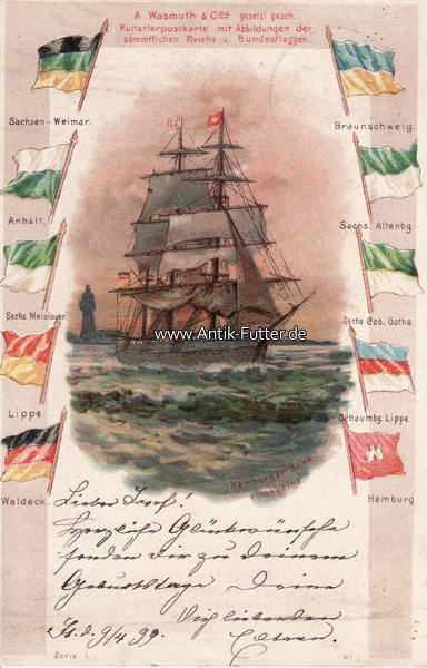 Hamburg 1899 Litho/Werbekarte/Künstlerkarte/A. Wasmuth & Cos. gesetzl ...