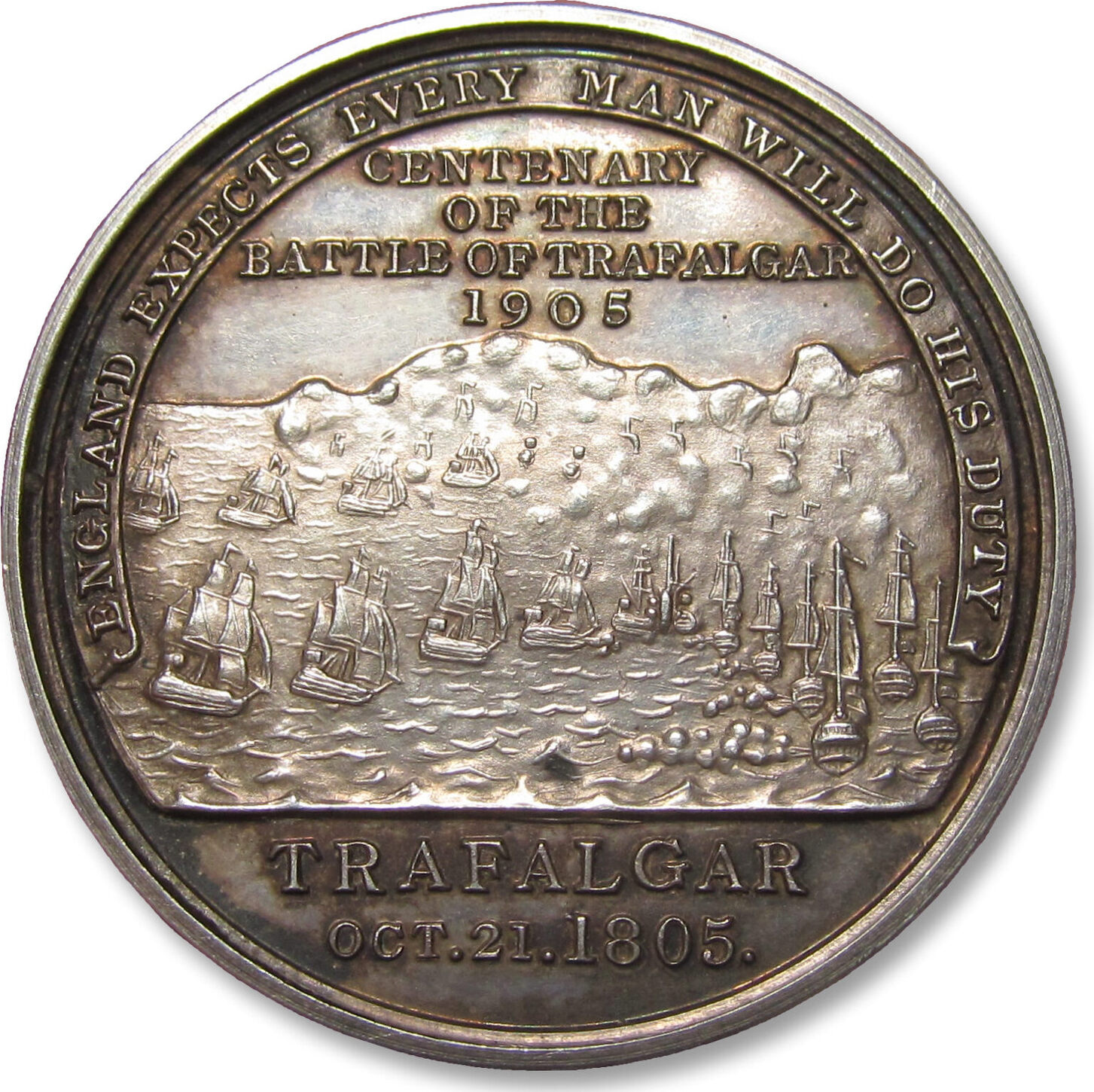 GREAT BRITAIN 31mm SILVER medal 1805 A.D. (1905 A.D.) Centennial of the ...