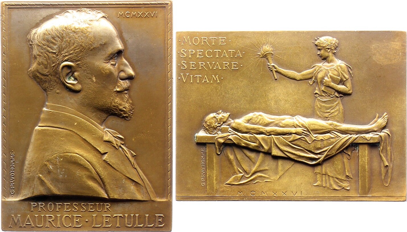 Medicina in nummis Bronzeplakette 1926 Letulle, Maurice *1853 Mortagne ...