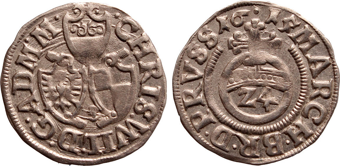 Germany 1/24 taler 1615 Magdeburg Erzbistum, Christian Wilhelm von ...