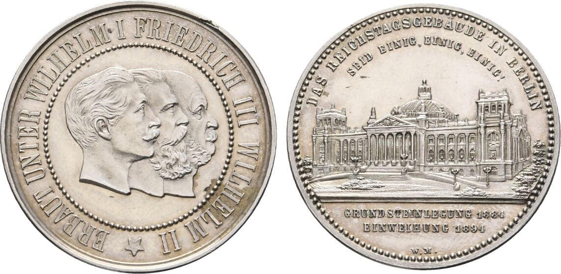 Brandenburg-Preußen Medaille 1894 von Wilhelm Mayer Wilhelm II. 1888 ... Brandenburg-Preußen Medaille 1894 von Wilhelm Mayer Wilhelm II. 1888 ...