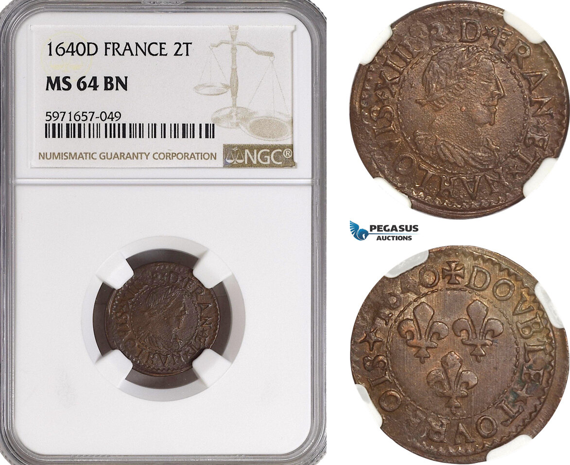 France Double Tournois 1640 NGC MS64BN | MA-Shops