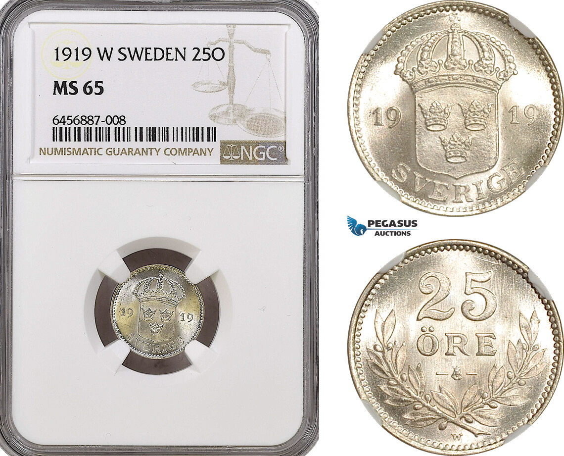 Sweden 25 Ore 1919 NGC MS65 | MA-Shops