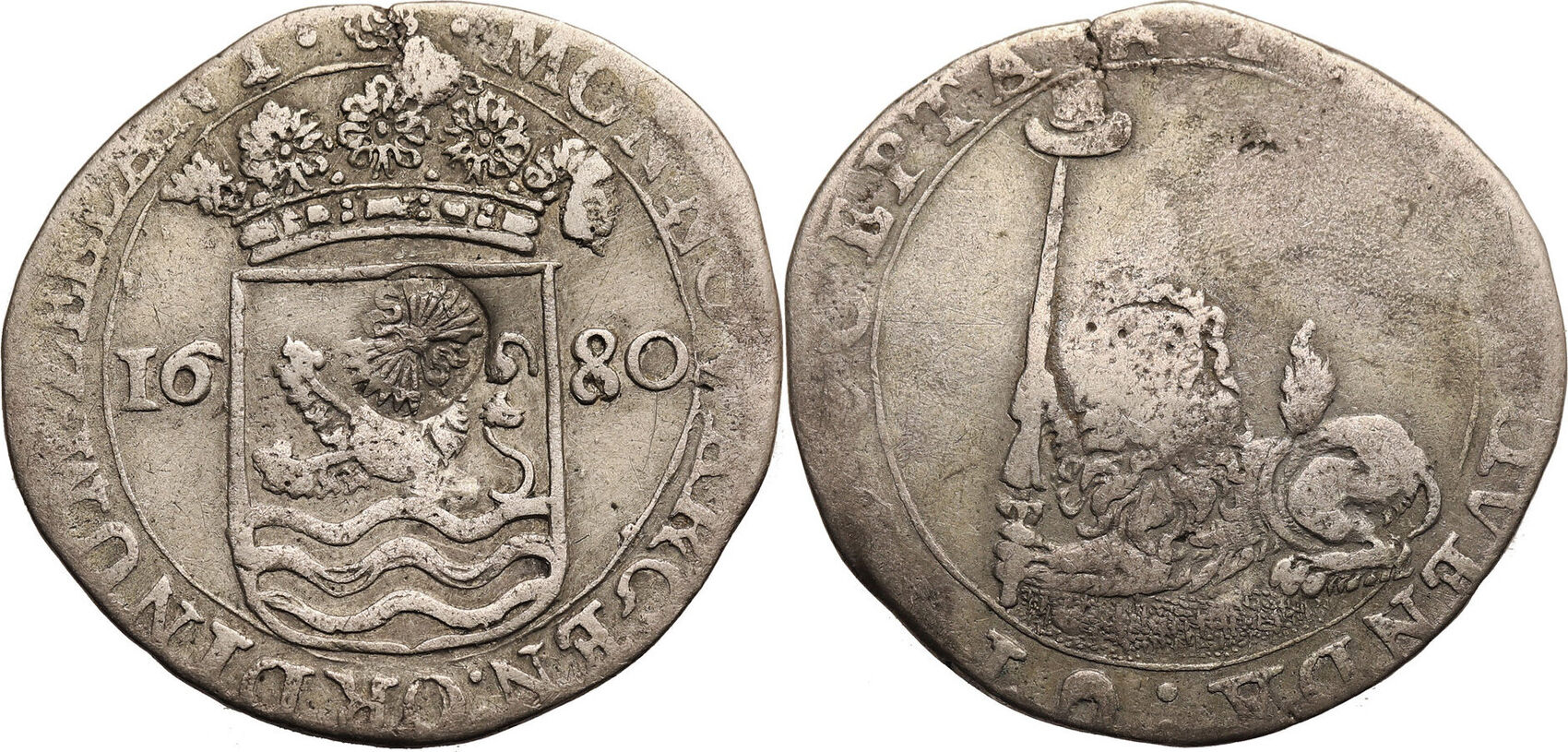 Netherlands, Zeeland Hoedjesschelling 1680 countermark with arrows VF ...