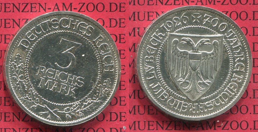 Weimarer Republik Deutsches Reich 3 Mark Silber Gedenkmünze 1926 A 700 ...