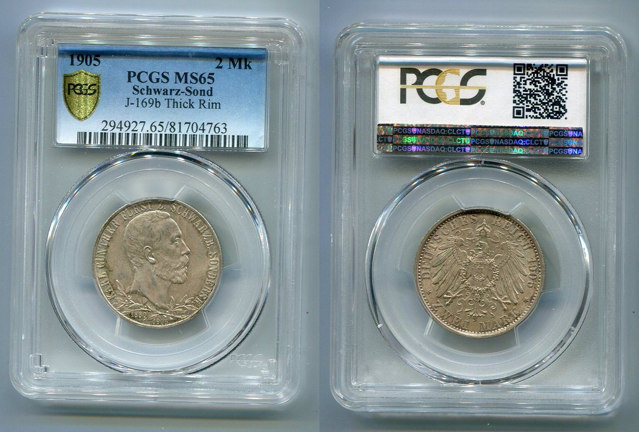 Schwarzburg Sondershausen 2 Mark Silbermünze 1905 Regierungsjubiläum ...