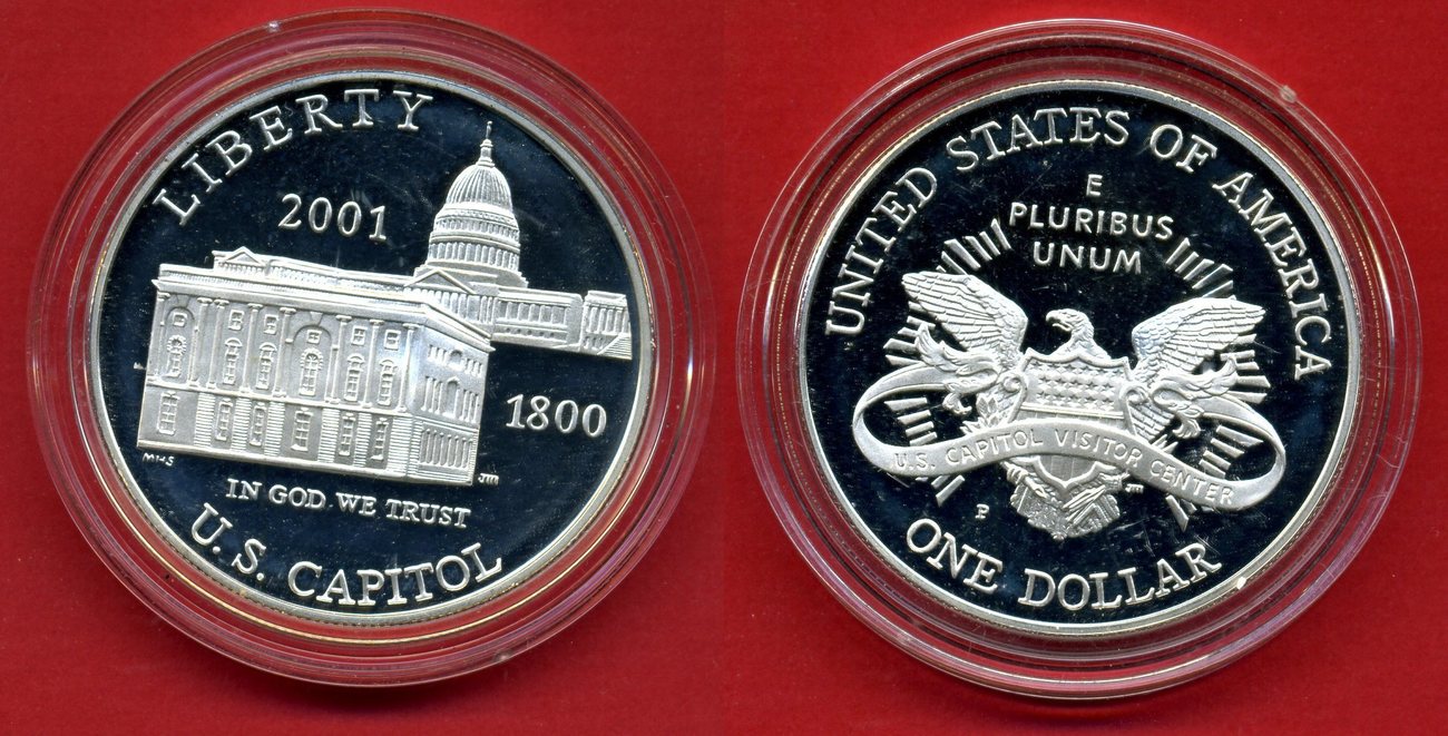 USA 1 Dollar commemorative coin 2001 U.S. Capitol PP in Kapsel | MA-Shops