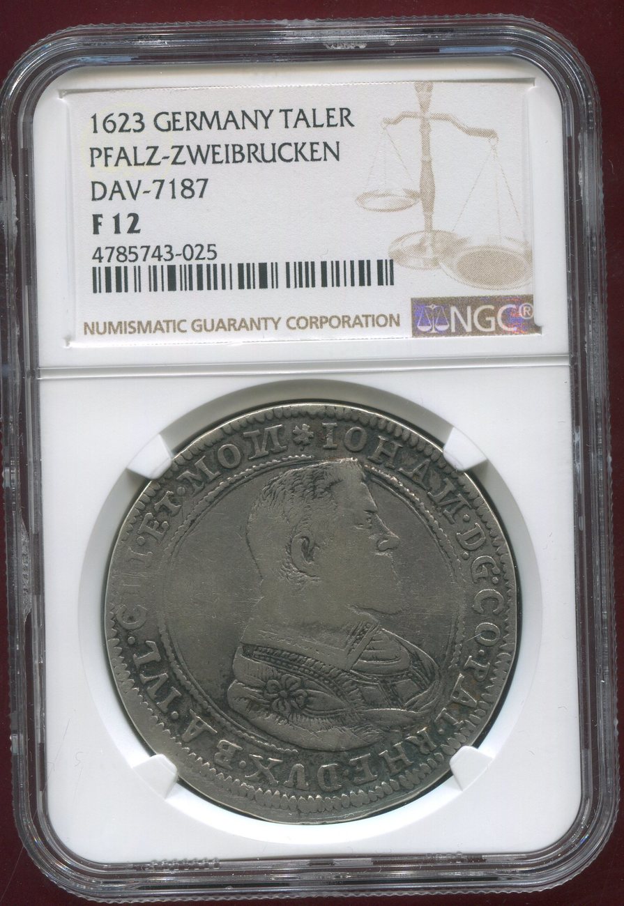 Pfalz Zweibrücken Taler 1623 Johann II. 1604-1635 NGC 4785743-025 NGC F ...