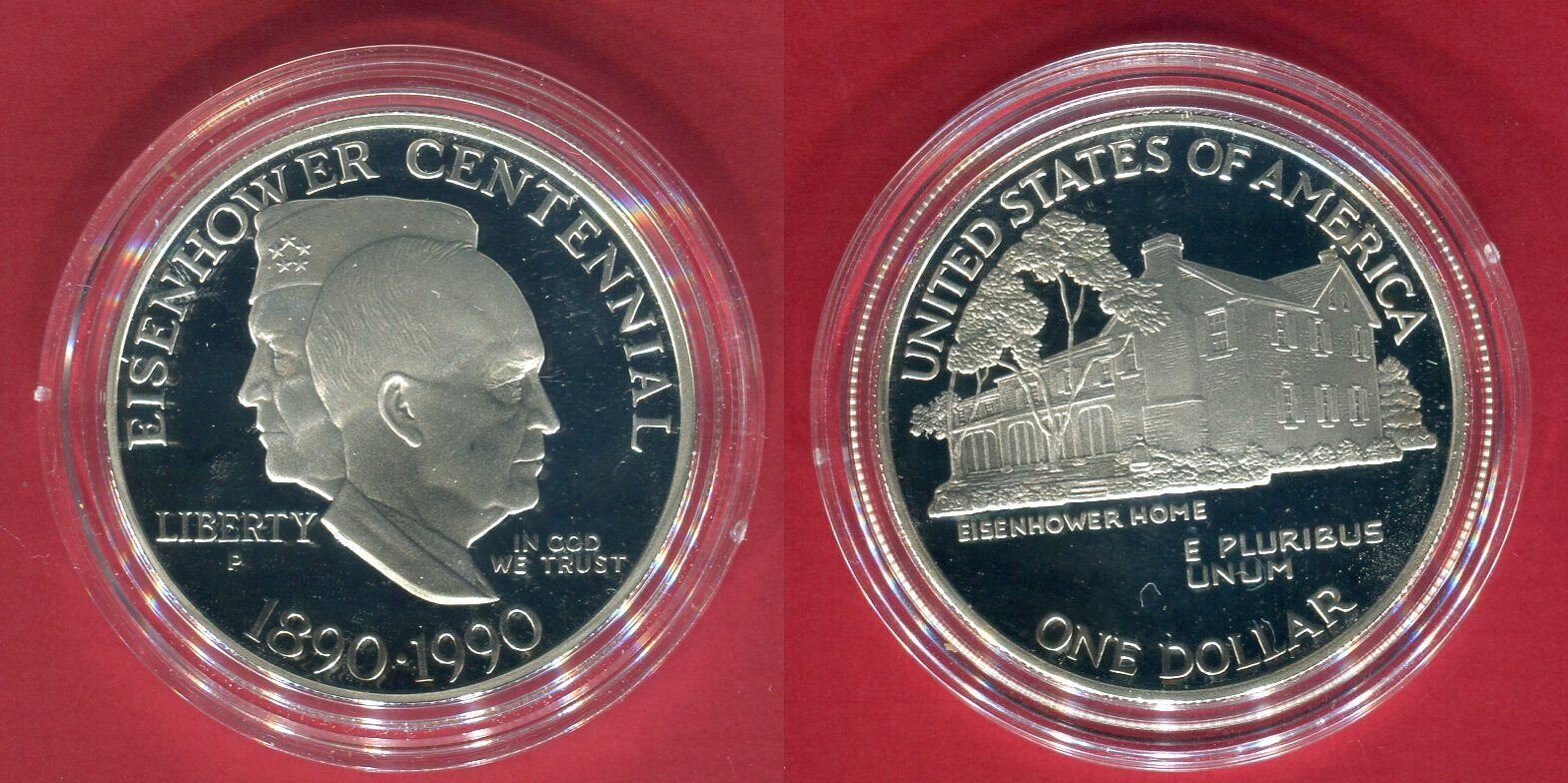 USA 1 Dollar Commemorative Silber 1990 100. Geburtstag Eisenhower ...