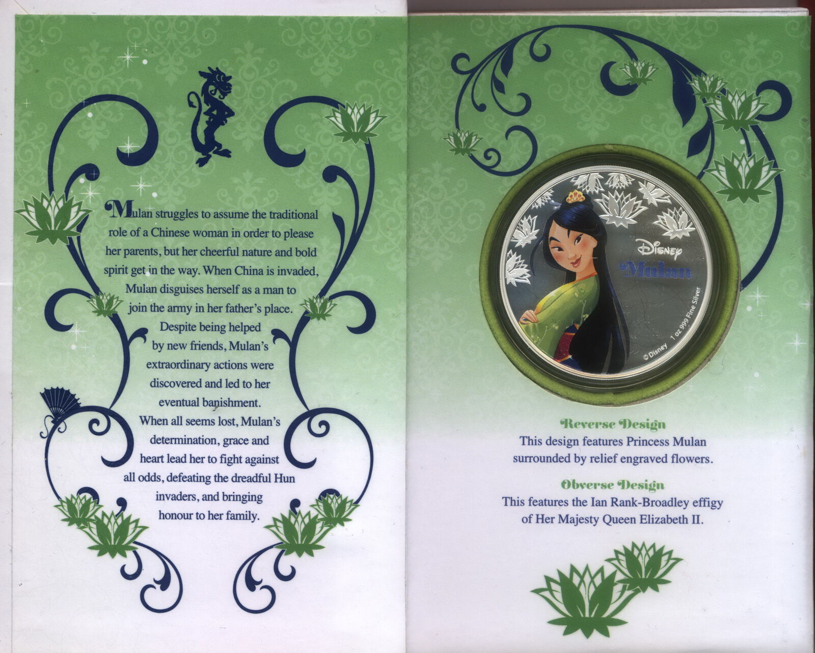 Niue Islands 2 Dollar Silbermünze 2016 Mulan - Disney - 1 OZ Silver ...