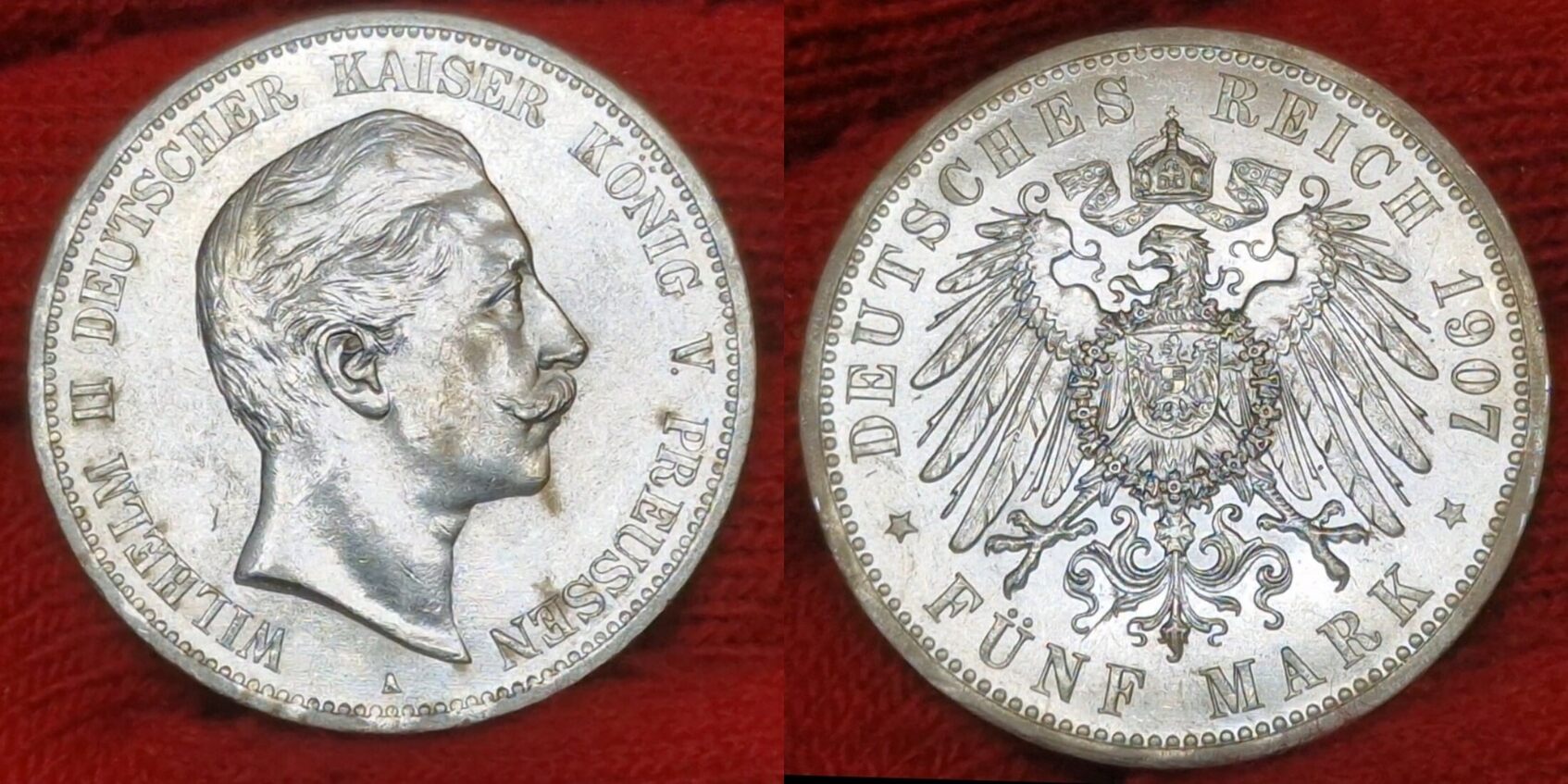 Deutschland Germany Kaiserreich Preußen 5 Mark 1907 Wilhelm II ...