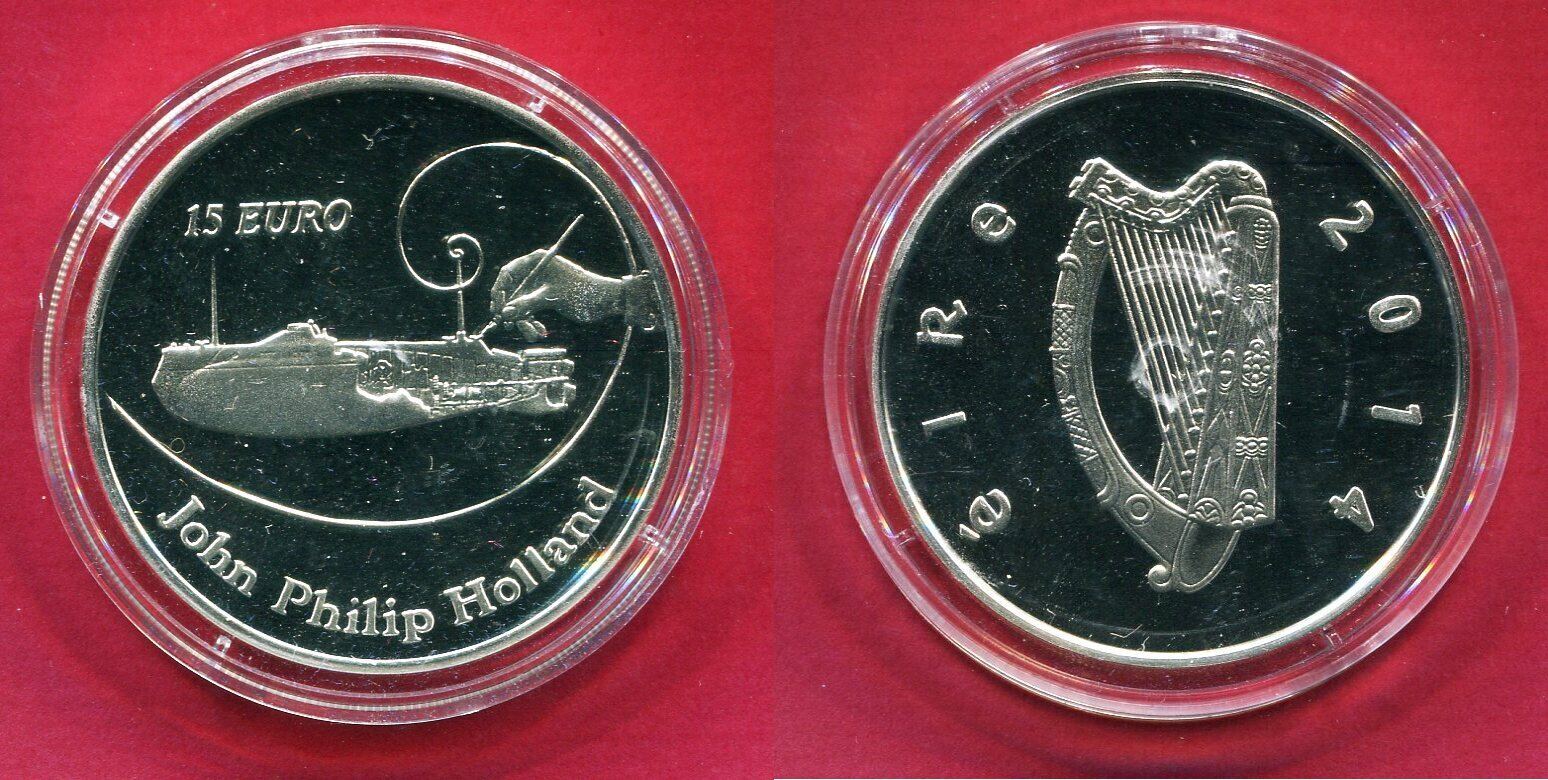 Irland 15 Euro Silbermünze 2014 John Philip Holland proof in capsule ...