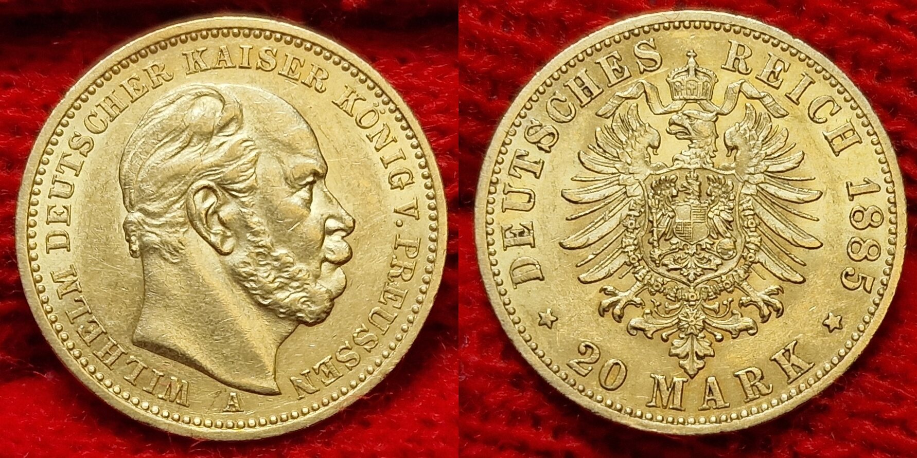 Deutschland Germany Kaiserreich Preußen 20 Mark Gold 1885 A Kaiser ...