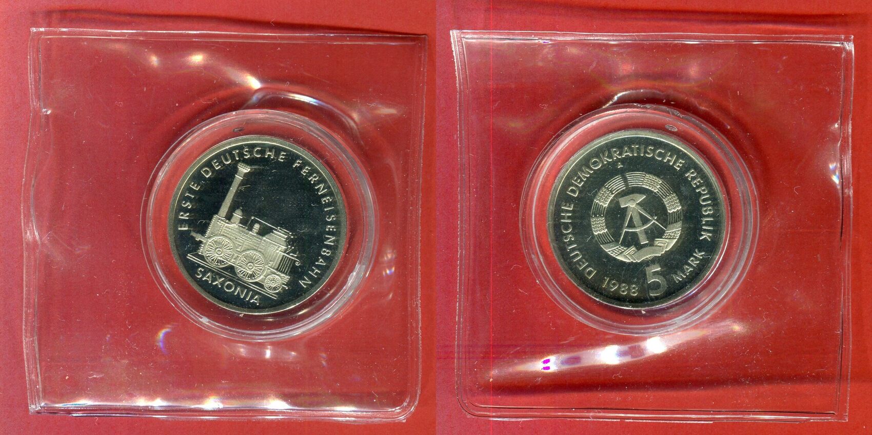 Deutsche Demokratische Republik, DDR 5 Mark Gedenkmünze 1988 A Saxonia ...