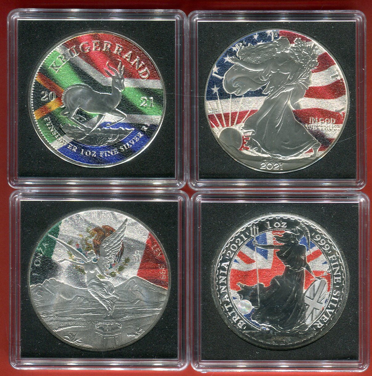 USA, Südafrika, Mexiko, Britannia 4 x 1 Unze Silber 2022 Diamond flag ...