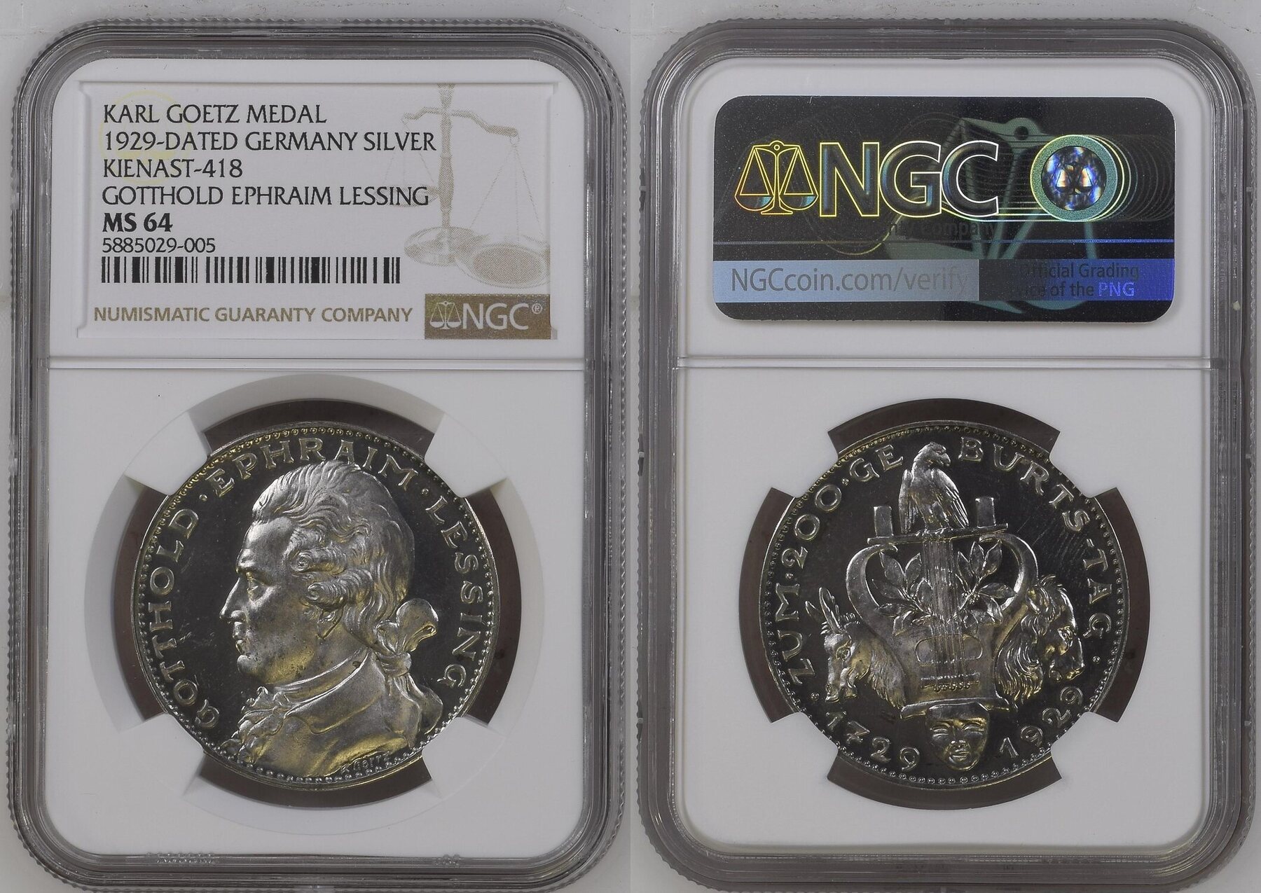 Karl Goetz Germany Deutschland Silbermedaille Silver Medal 1929-DATED ...