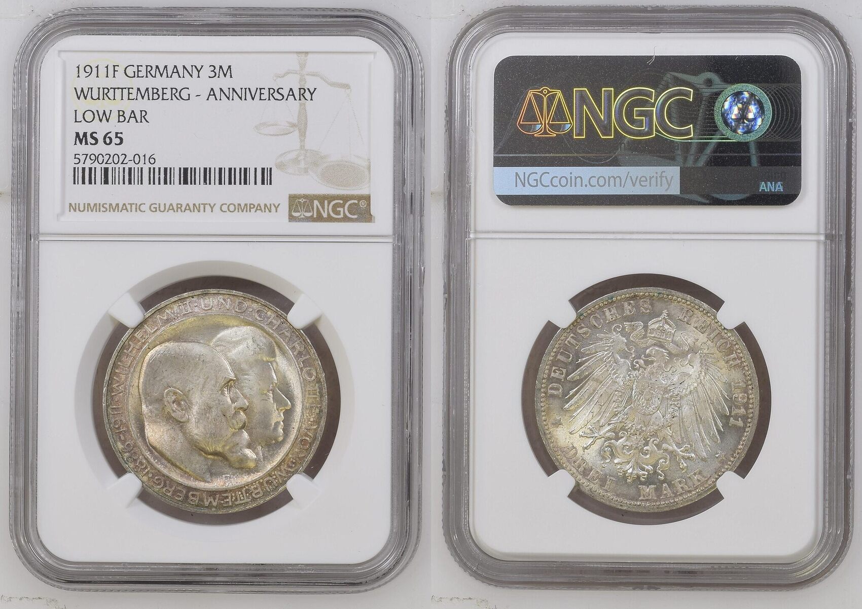 Württemberg Deutschland Germany Kaiserreich 3 Mark Commemorative Coin ...