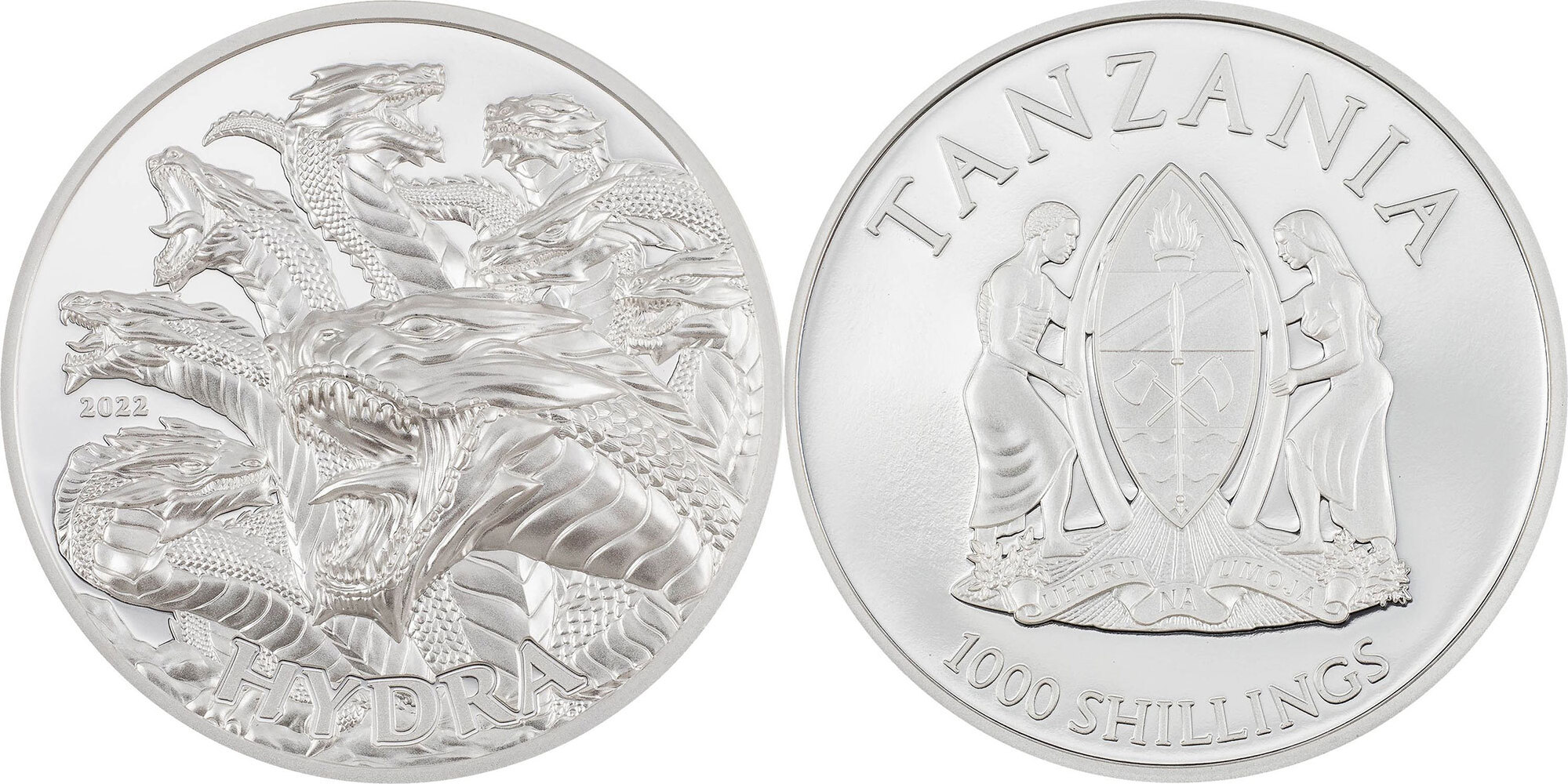HYDRA Mythical Creatures 1 Oz Silver Coin 1000 Shillings Tanzania 2022 ...