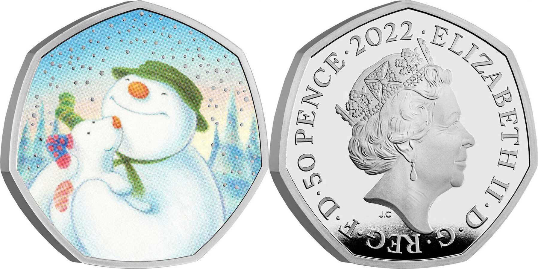 SNOWMAN Silver Coin 50 Pence United Kingdom 2022 Proof | MA-Shops