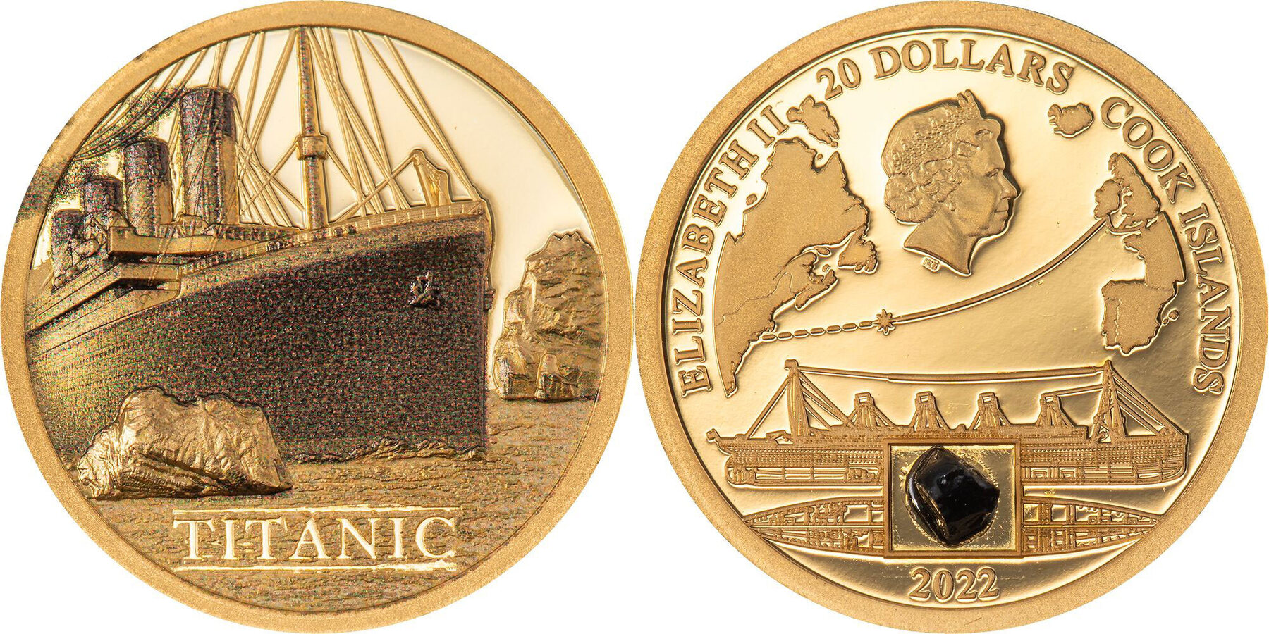 20 Dollars TITANIC 1/10 Oz Gold Coin 20$ Cook Islands 2022 Proof | MA-Shops