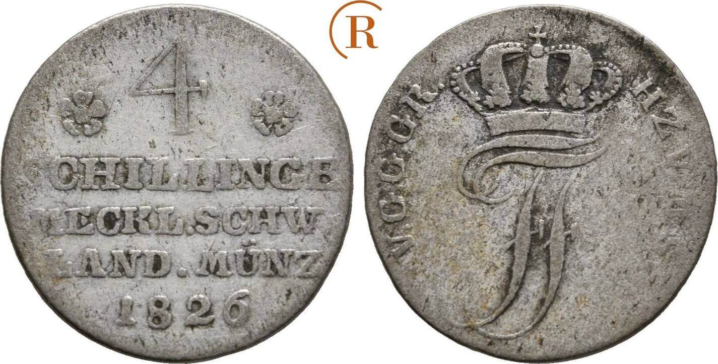 Mecklenburg Schwerin: 4 Schilling 1826 Friedrich Franz I, 1785-1837: VF- | MA-Shops