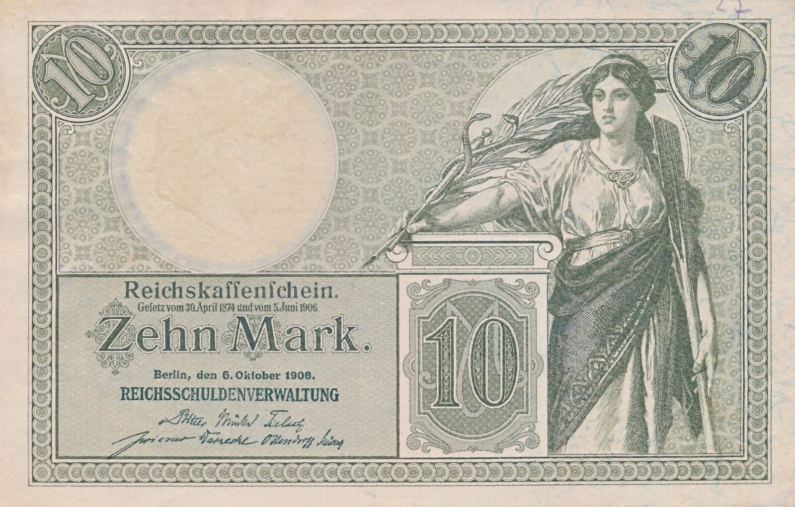 Deutschland Deutsches Reich 10 Mark 1906 Geldschein Banknote ...
